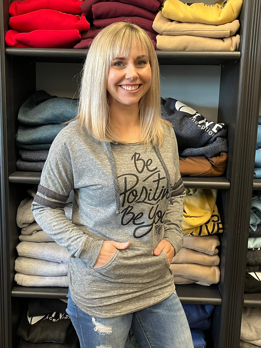 Women's Long-sleeve Be Positive, Be you Grey Hoodie – The Positive ...