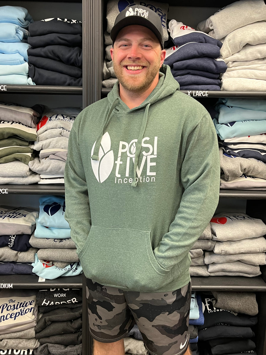 Positive Inception Heather Green hoodie – The Positive Inception