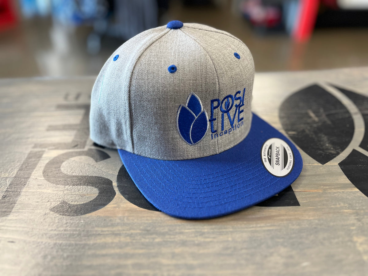 Grey and Royal Blue Positive Inception Snapback hat – The Positive ...