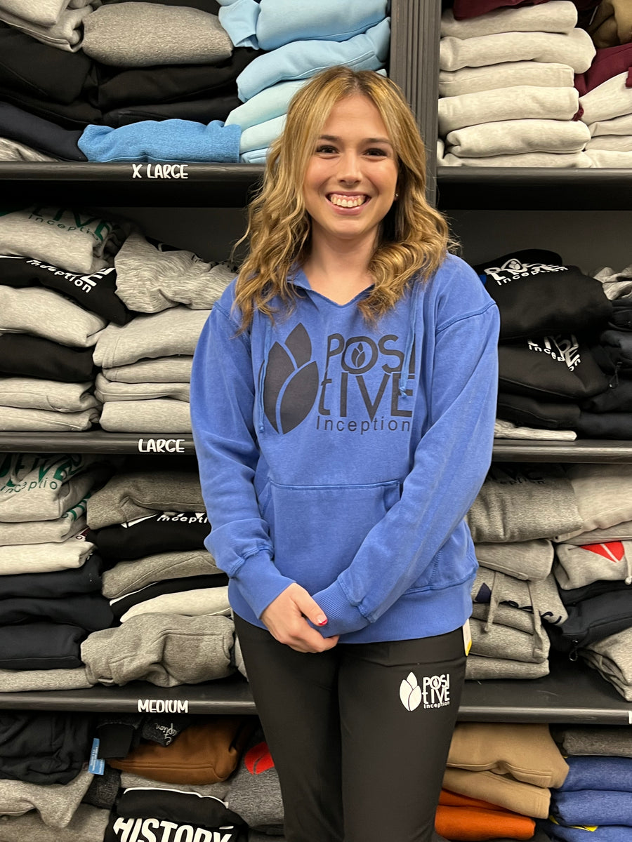 Women's V Notch Thin PeriBlue Hoodie – The Positive Inception