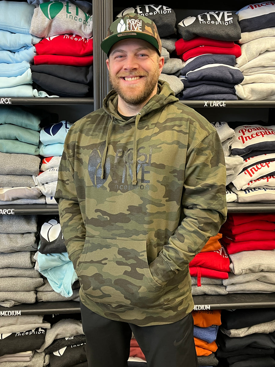 Green Camo and Black Logo Positive Inception Hoodie – The Positive ...
