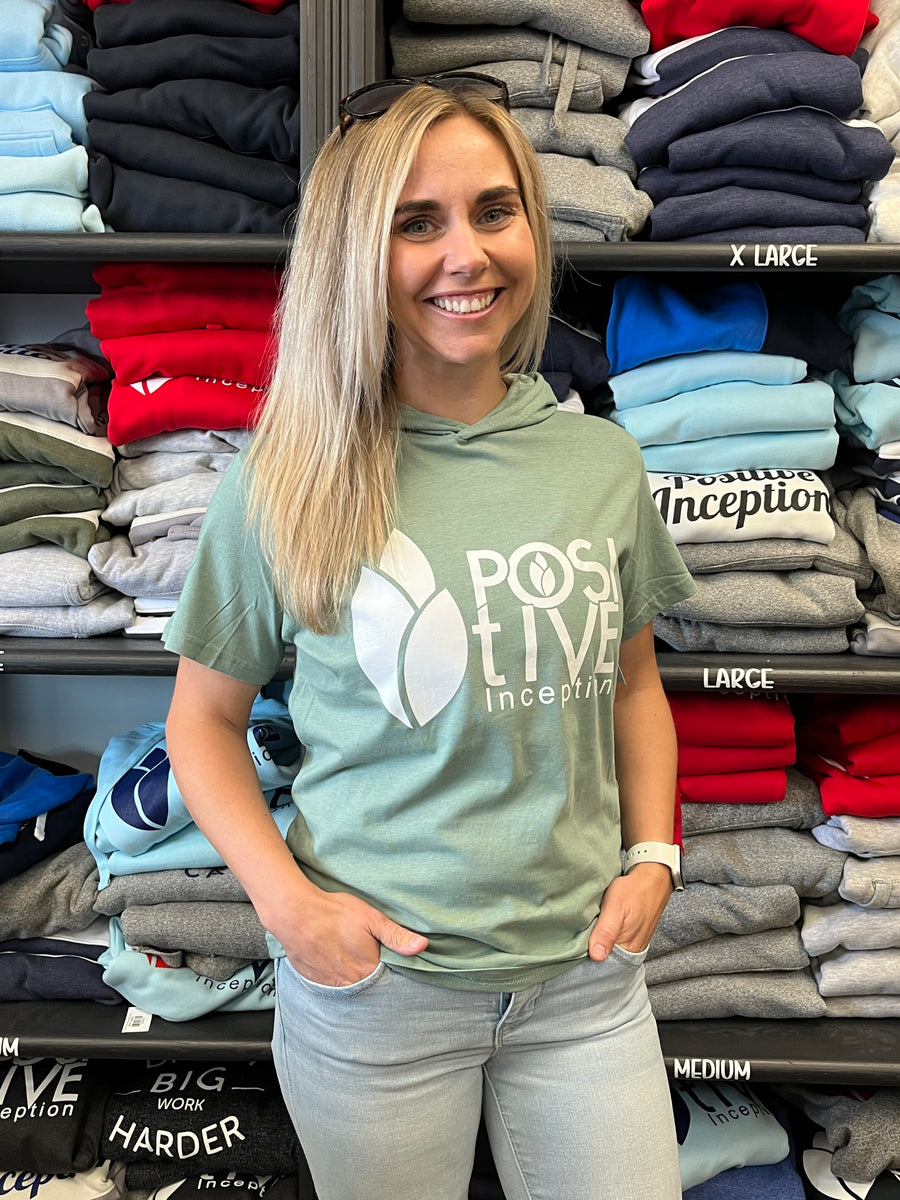 Positive Inception Vintage Teal Hooded T-shirt – The Positive Inception