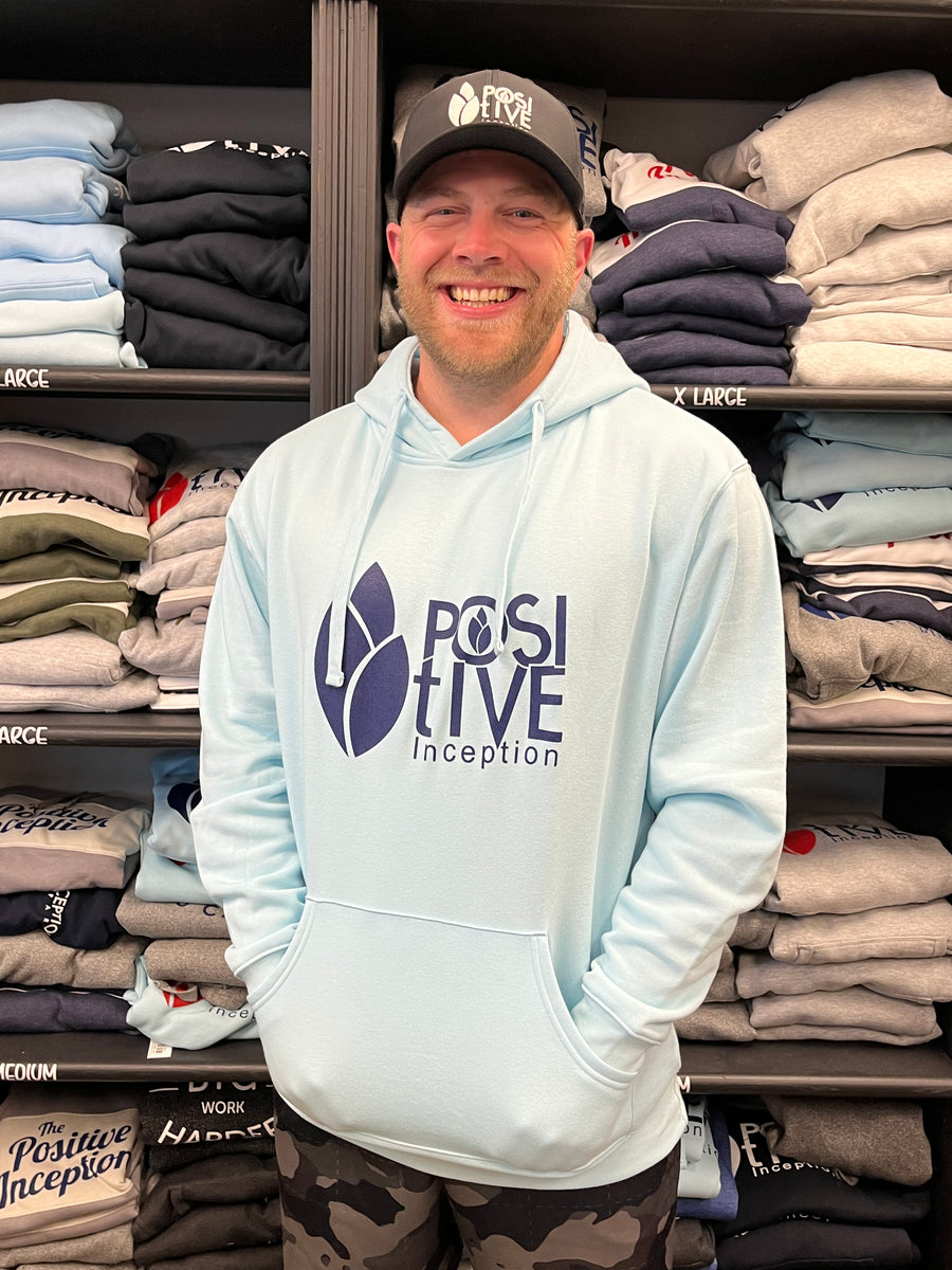 Positive Inception Baby Blue and Navy hoodie – The Positive Inception