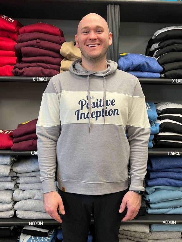 Unisex Positive Inception Varsity Grey and Navy Hoodie – The Positive ...