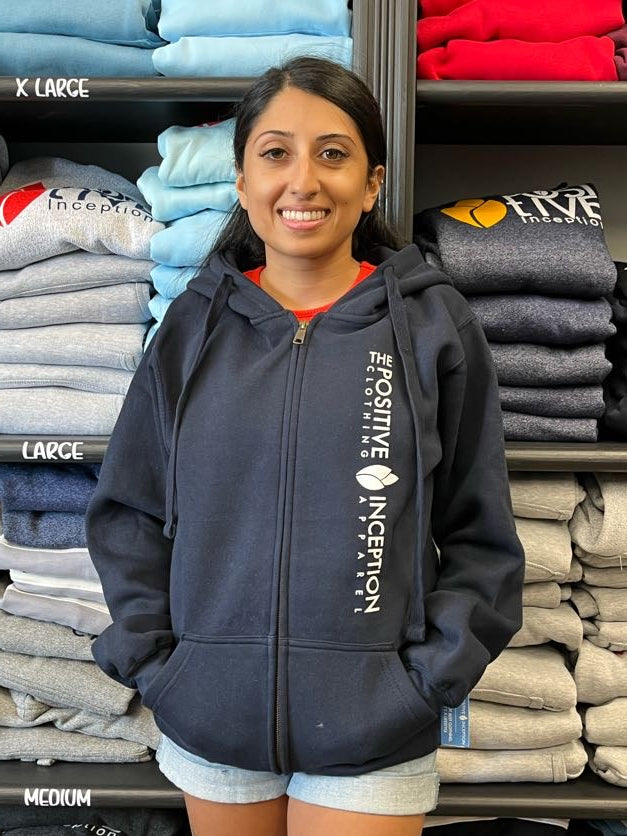 Unisex Full Zipper PI Solid Navy Hoodie – The Positive Inception