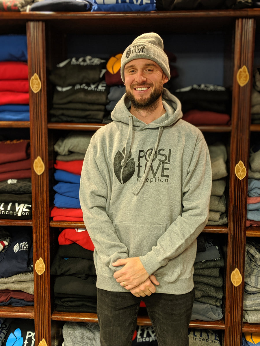 Heather Grey Positive Inception Hoodie with Black logo – The Positive ...