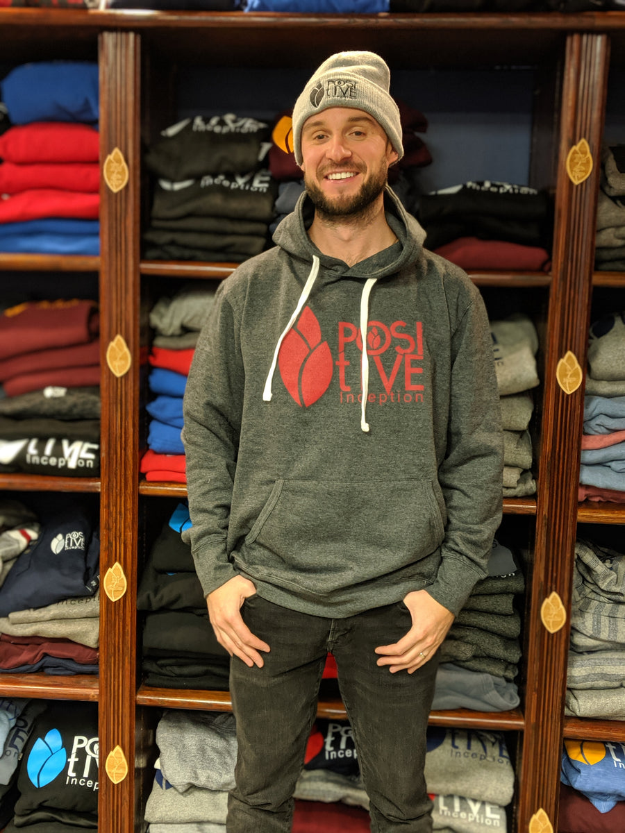 Charcoal and Red Positive Inception Unisex hoodie – The Positive Inception