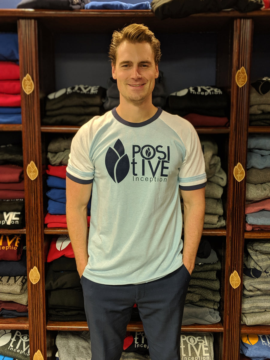 Men's Positive Inception Baby Blue , Navy Blue and White T-shirt – The ...