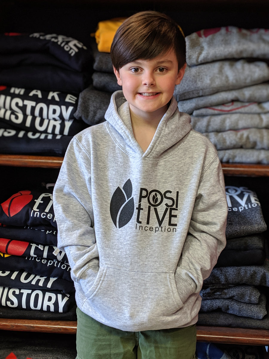 Youth Unisex Athletic Grey Positive Inception Hoodie – The Positive ...