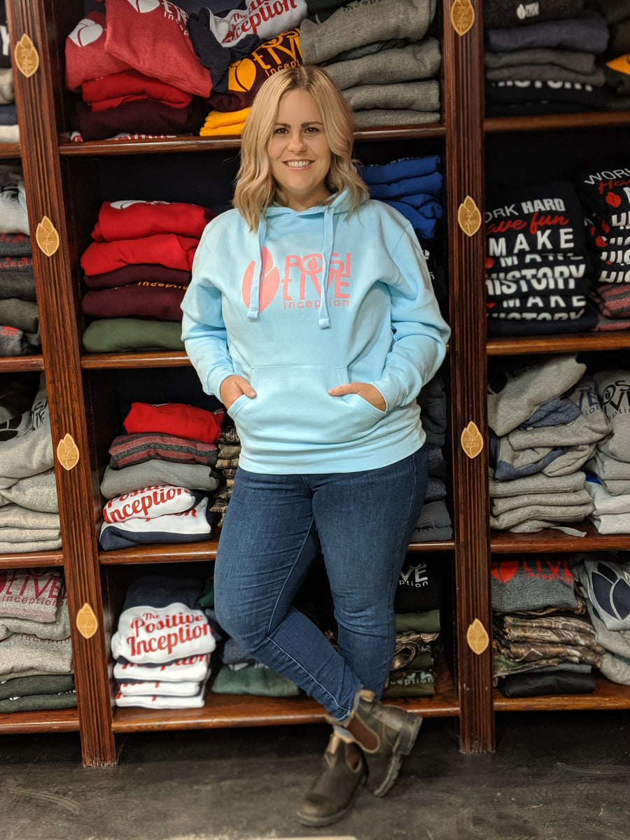 Women's Positive inception Baby Blue and Pink Baggy Hoodie – The ...
