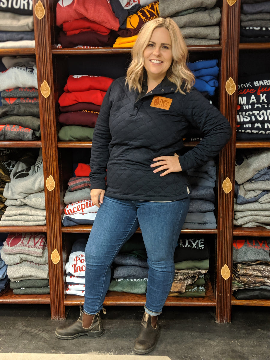 Positive Inception Ladies Navy Blue Quilted Snap Pullover – The ...