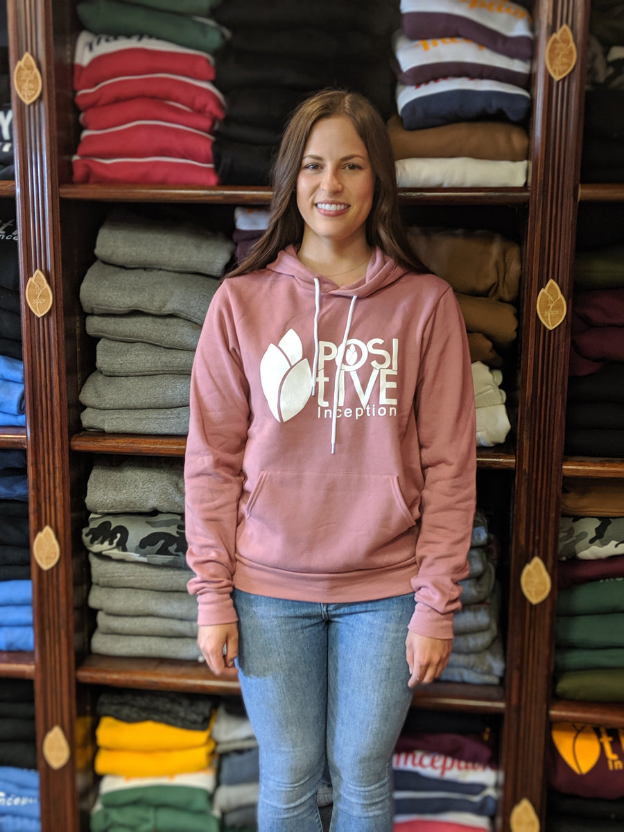 Unisex Positive Inception Mauve and White Main logo Hoodie – The ...