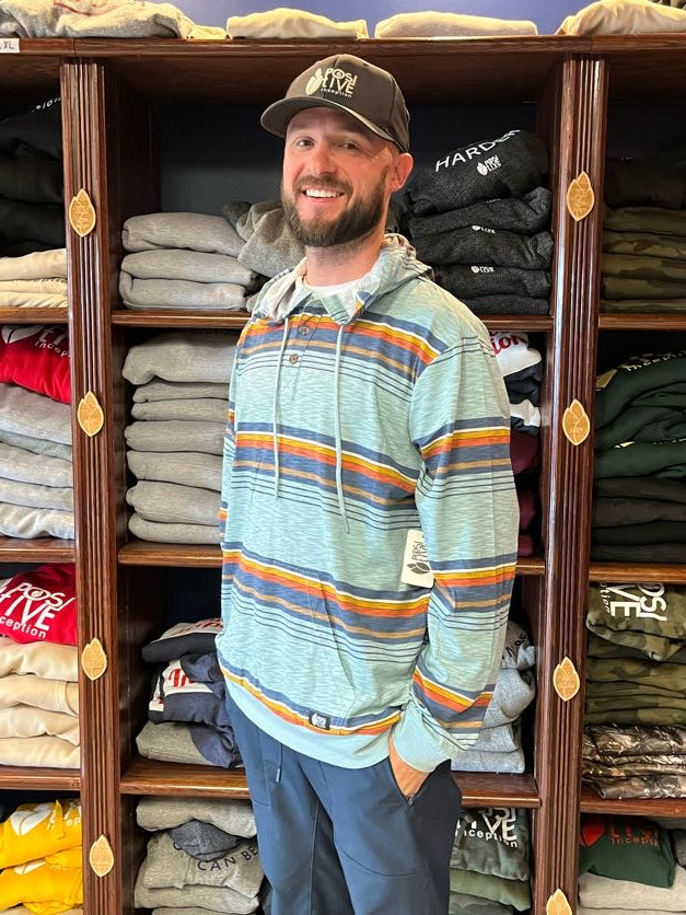Thin stripped light blue PI pullover hoodie – The Positive Inception