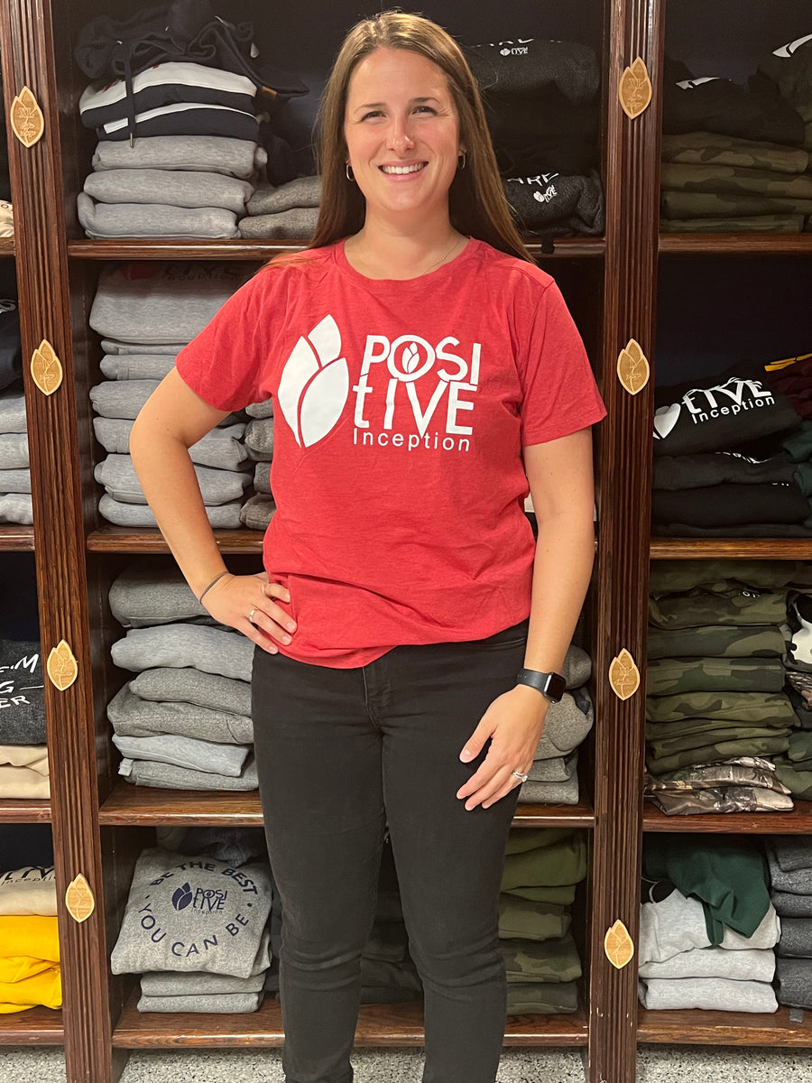 Women's Positive Inception Red and White T-shirt – The Positive Inception