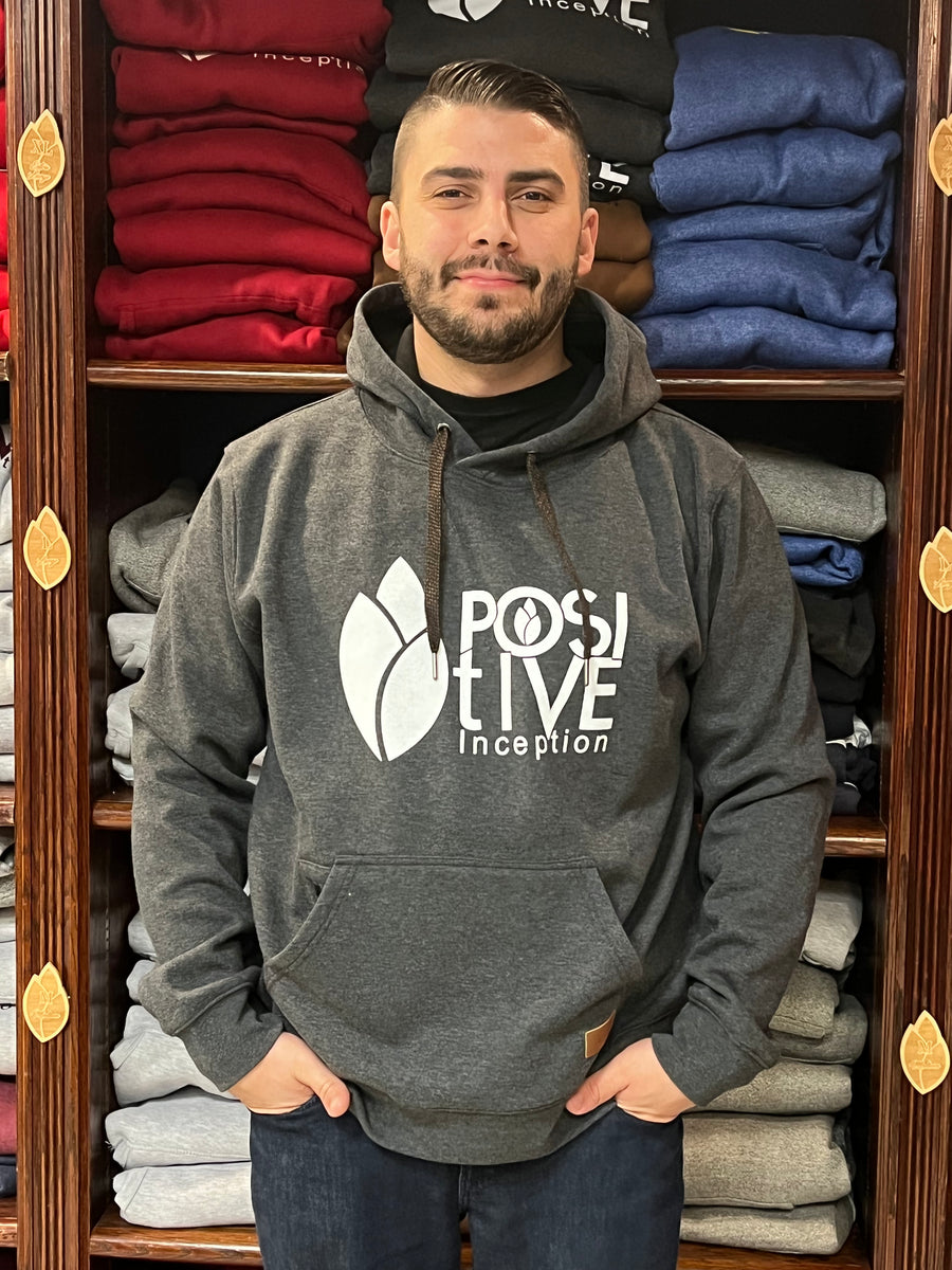 Unisex Charcoal Heavyweight Work (with Big Logo) Hoodie – The Positive ...
